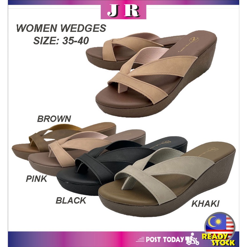 JR Women Cross Style Wedges Heel Women Shoes Kasut Perempuan Kasut ...