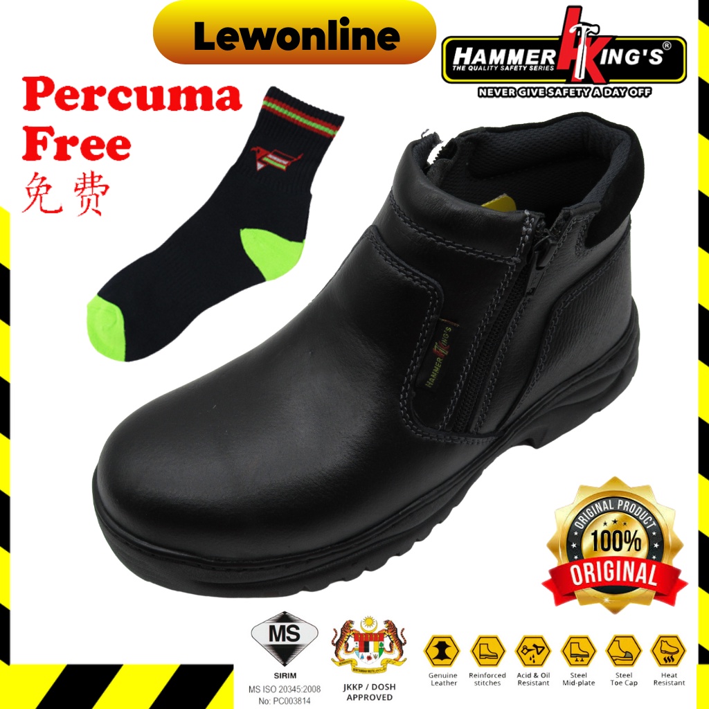 Original Hammer Kings Standard Safety Shoes Mid Cut Dual Zipper Steel ...