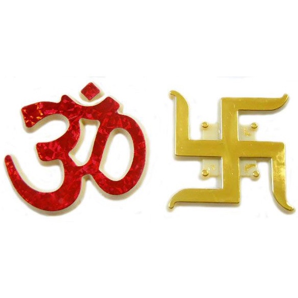 Aum OM Symbol / Swastic Symbol in Red & Gold Acrylic | Shopee Malaysia