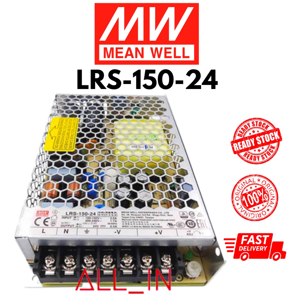 Mean Well LRS-150-24 24V 150W 6.5A Meanwell Power Supply ~ Original 👍 Ready Stock 🔥🔥👍 1 Year ...