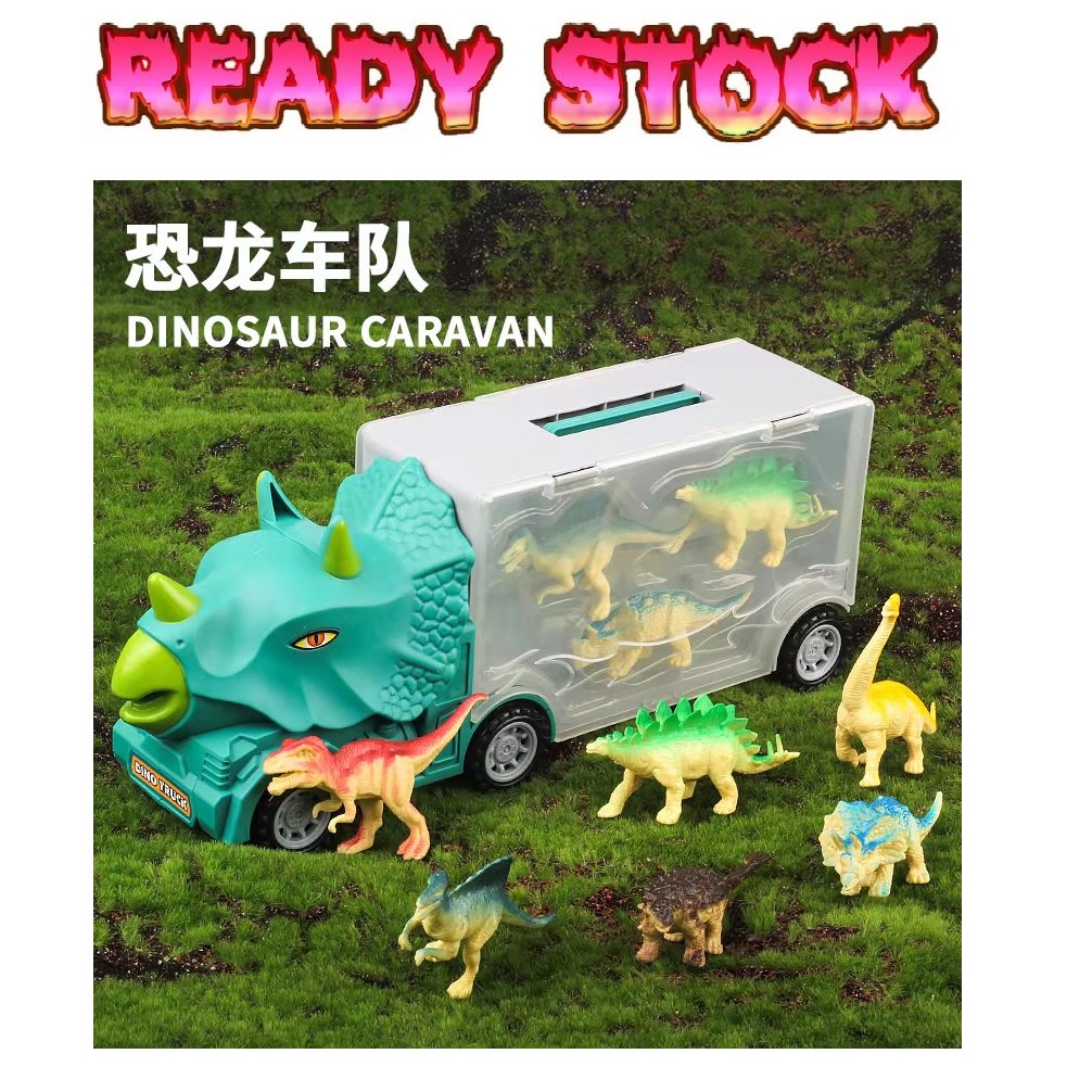Dinosaur Truck Transport Carrier with 6 Dinosaurs Doll Toy Set For Kid ...