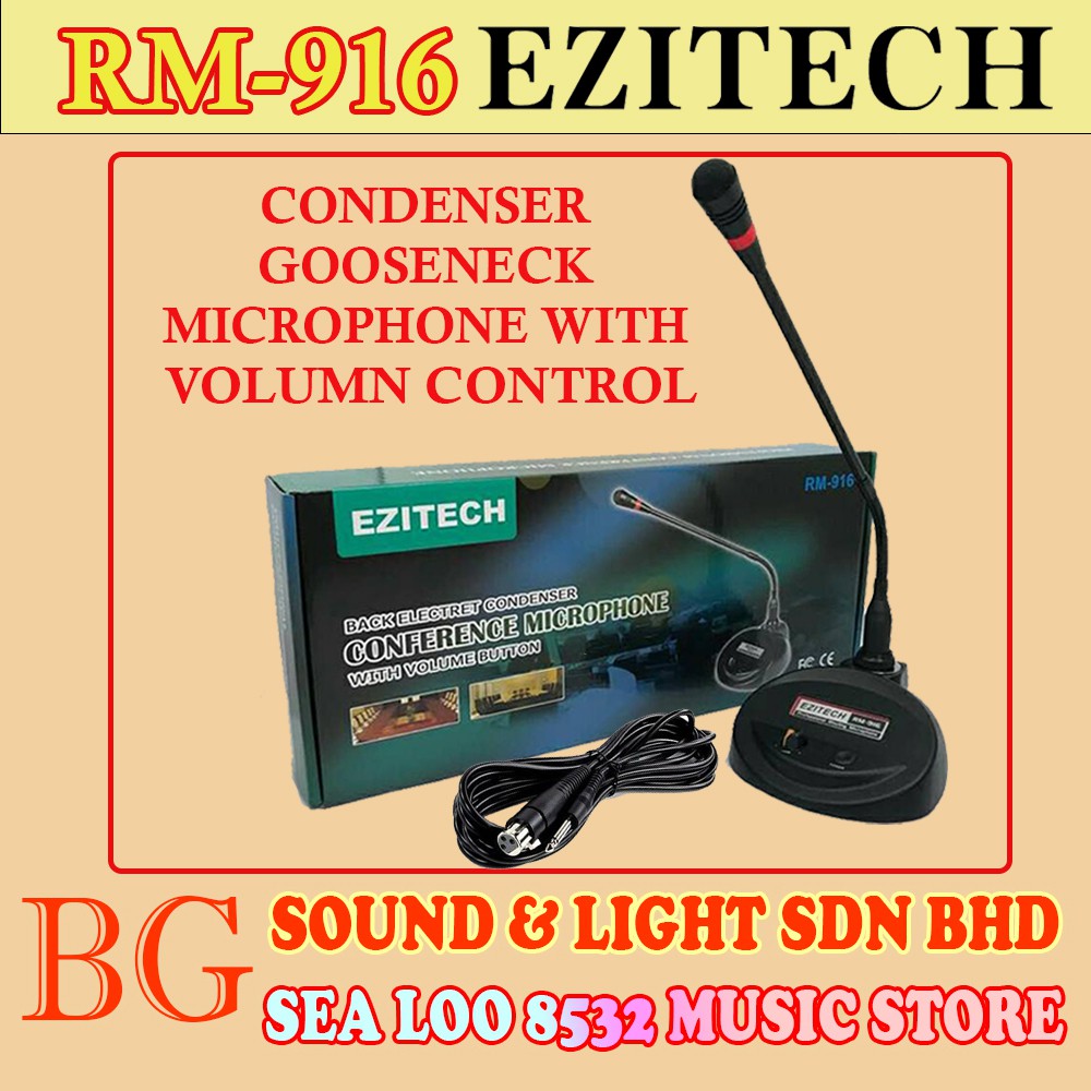 EZITECH RM-916 / RM916 CONDENSER GOOSENECK MICROPHONE WITH VOLUMN CONTROL [ BATTERY & PHANTOM ...