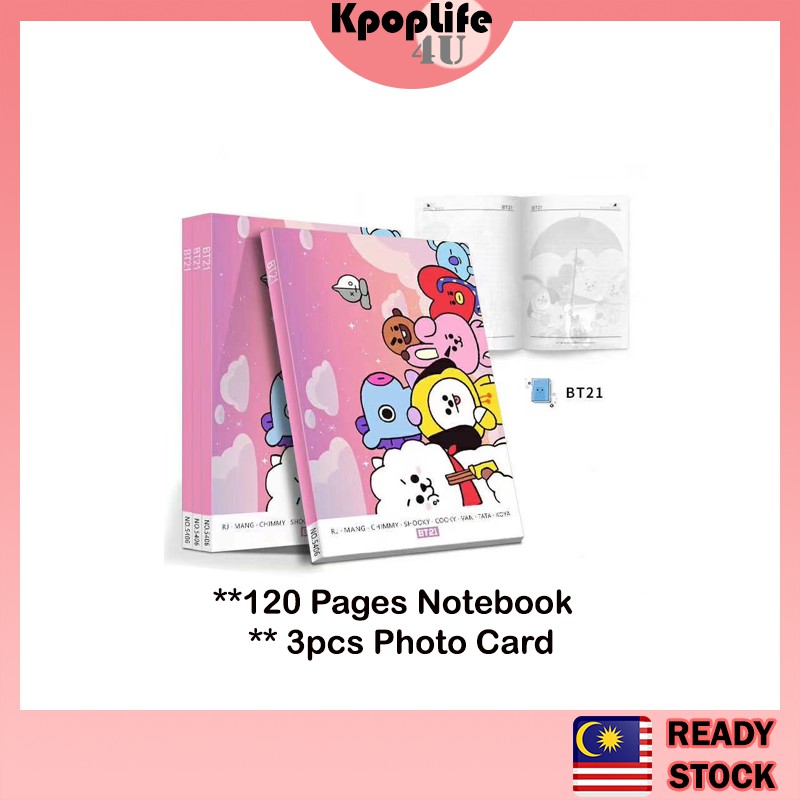 KPOP Notebook BT_21 Notebook 120pg with Photo Card Set Kpop Notepad ...