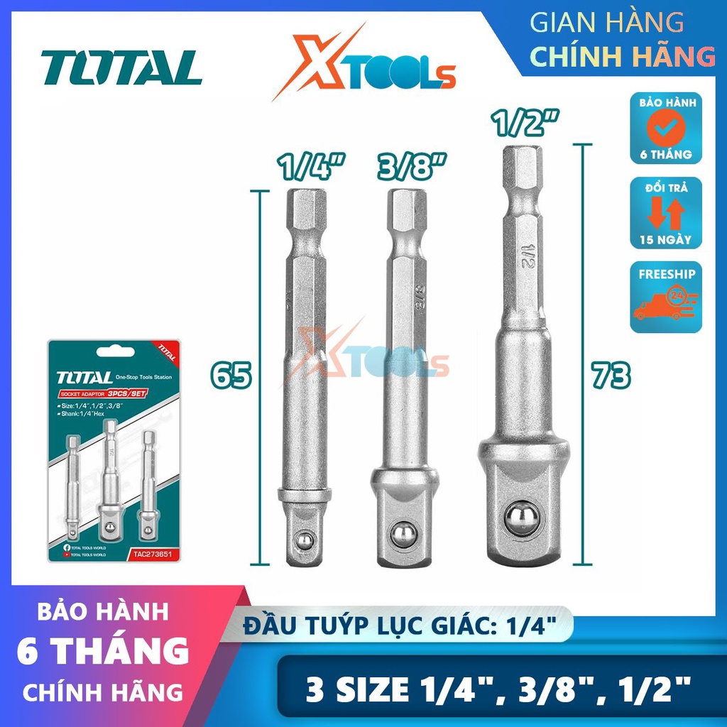 Set of 3 connectors to convert from screwdriver to bolt tightener TOTAL ...