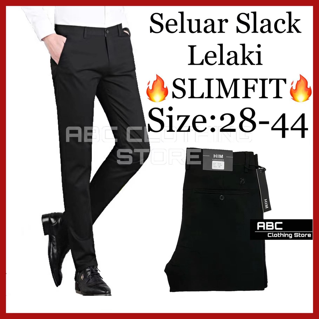 😎(28~44size)Seluar Slack Lelaki Slim Fit/Men Formal Slack Pants Slim ...