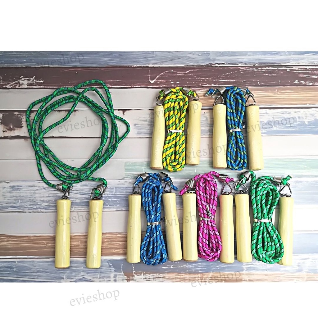 Skipping Rope with Wooden Handle and Cloth Rope Tali Lompat Tradisional ...