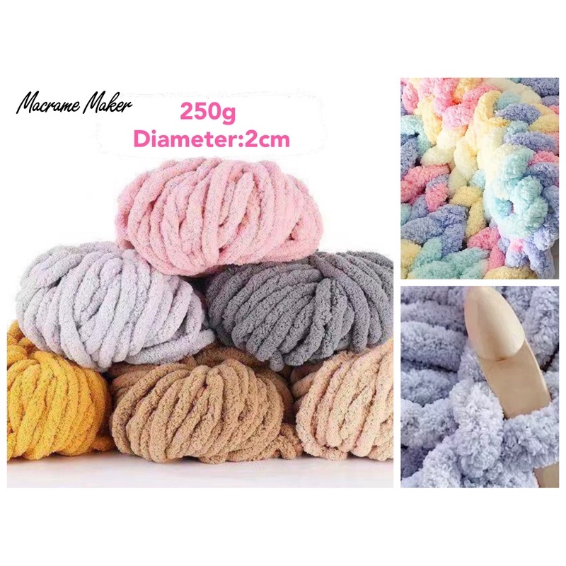 🇲🇾250g 2cm Super Chunky Yarn Thick Ice Line Thick Giant Thread DIY ...