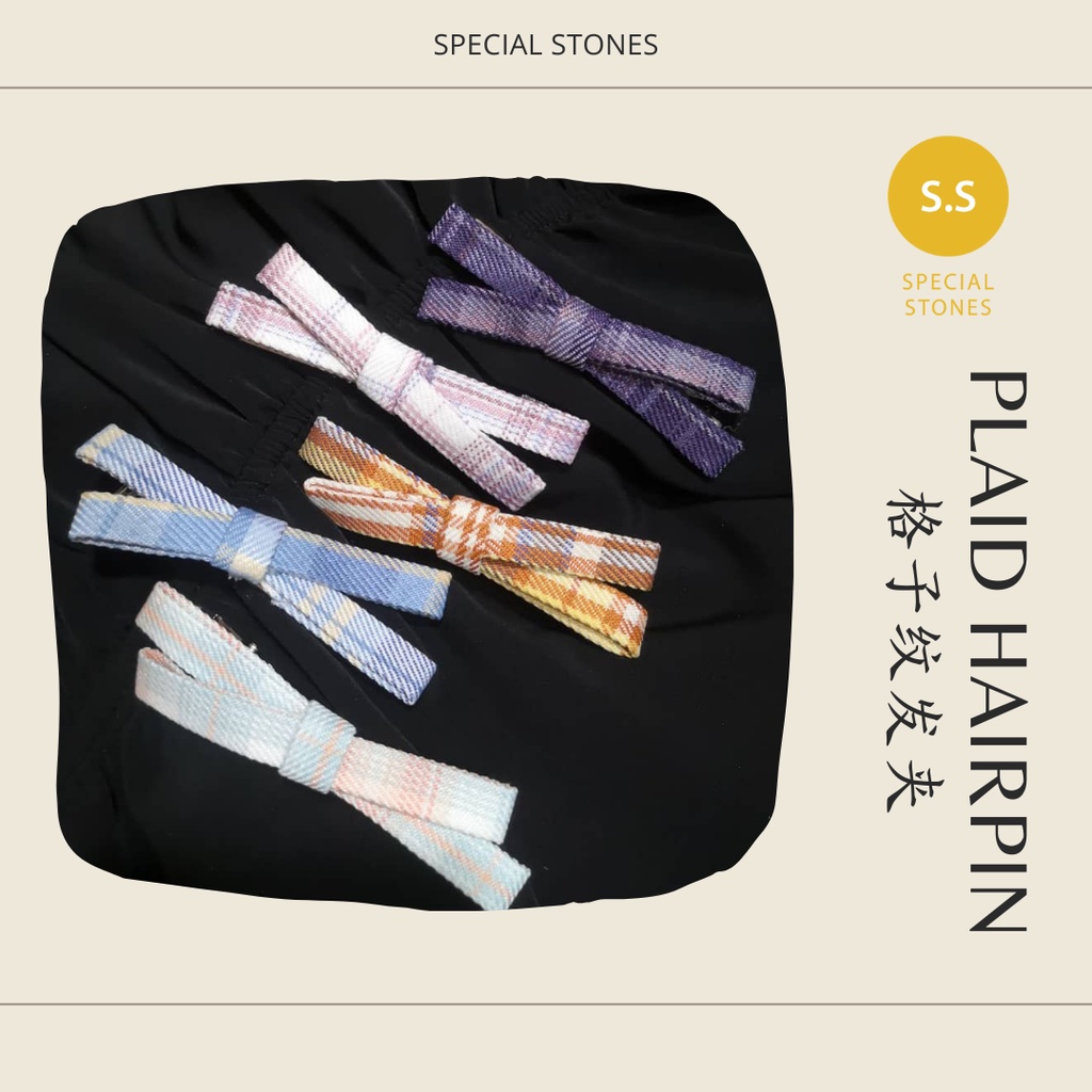 Plaid Grid Pattern Hairpin Ready Stock 格子纹可爱JK发夹现货 | Shopee Malaysia