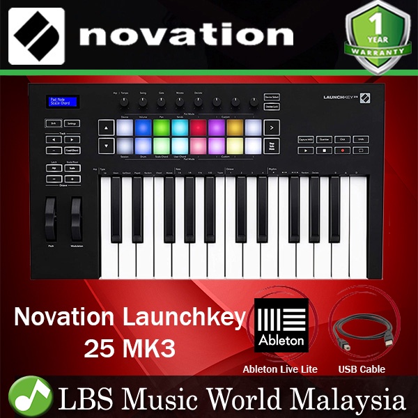 Novation Launchkey 25 MK3 25 Key USB Midi Controller Keyboard with 16 ...