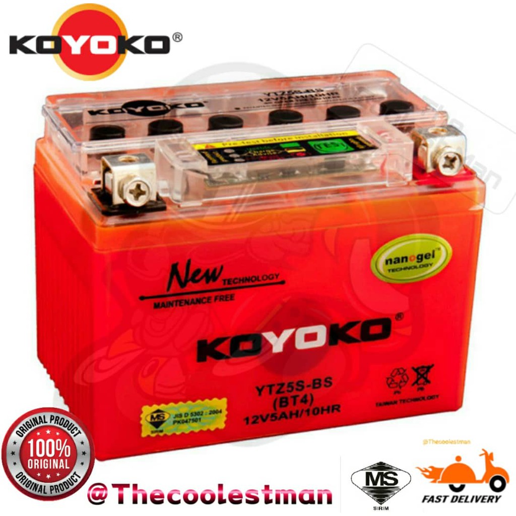 🔥💯%ORIGINAL ️ YTZ5S-BS BT4 Koyoko Nanogel Battery EX5 FI W125 Future ...