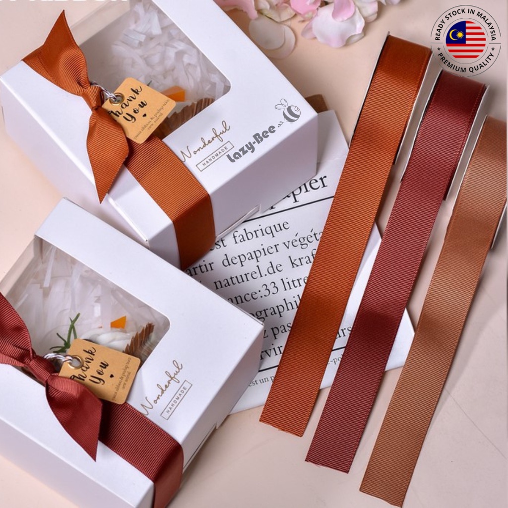 LAZY BEE 5 meter Golden Brown Rust Copper Grosgrain Ribbon Reben Door ...