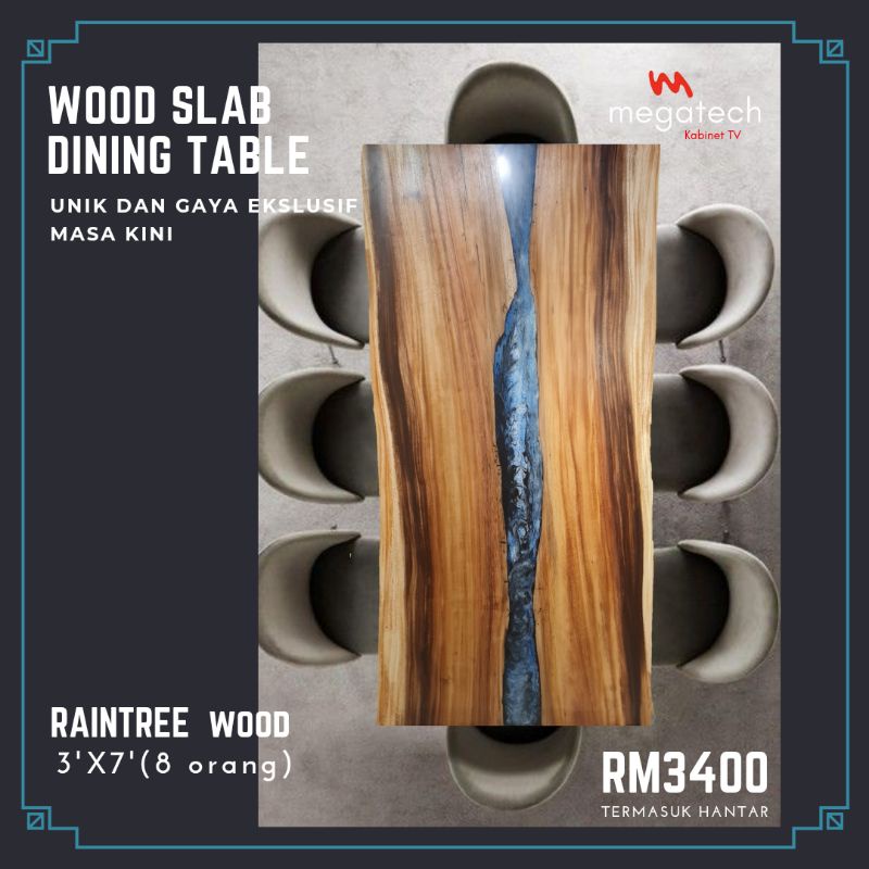 Meja makan kayu balak / dining table wood slab | Shopee Malaysia