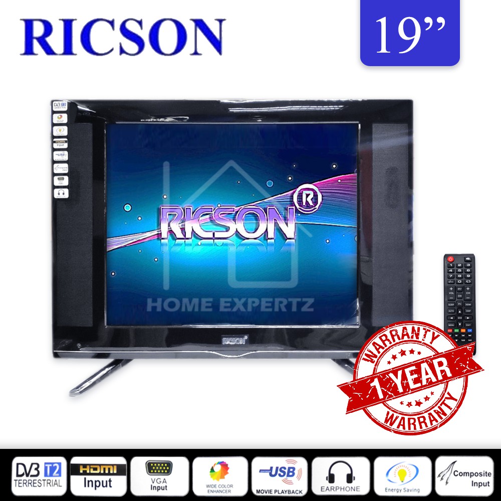 RICSON 19" LED TV WITH DIGITAL TUNER DVB T2 / VGA INPUT / HDMI INPUT ...