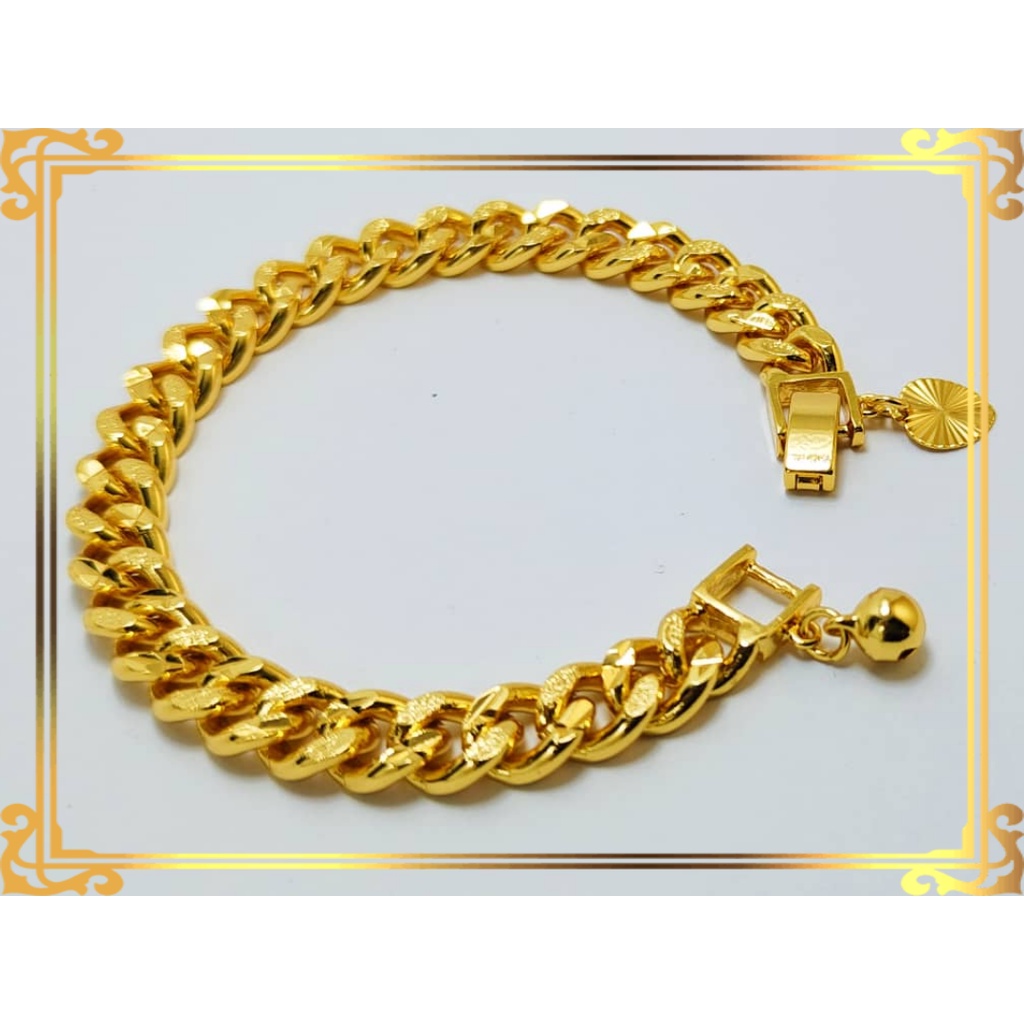 Bracelet(11mm) 24K Gold Plated (Rantai Tangan Emas Korea) | Shopee Malaysia