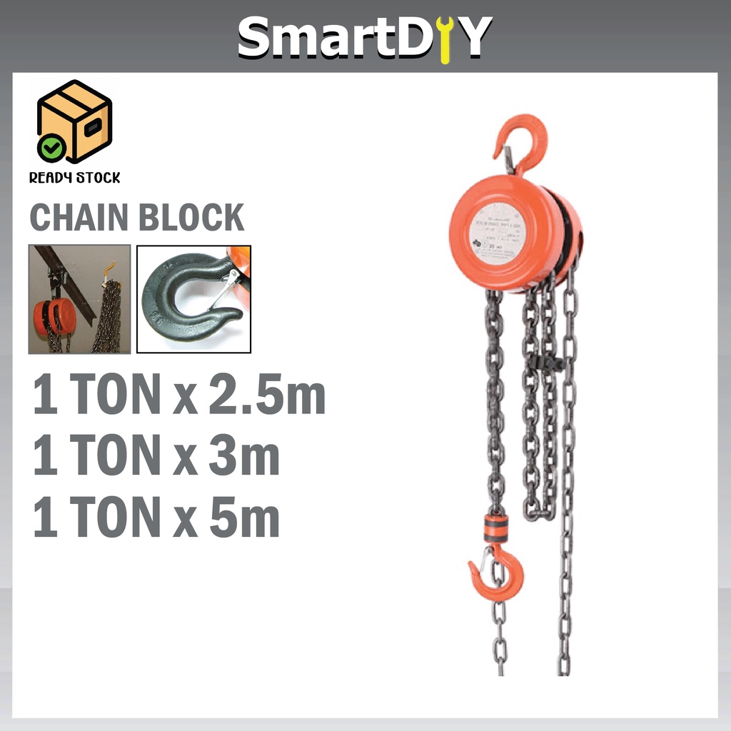 1 Ton X 3 Meter Heavy Duty Manual Chain Block / Chain Hoist / Chain ...