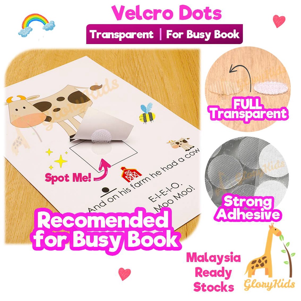 Velcro Dots Transparent for Busy Book | 15mm | Self Adhesive Velcro ...