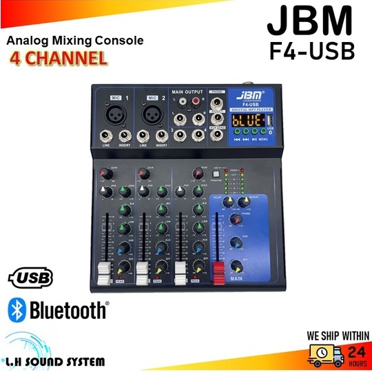 JBM F-4USB 4 Channels Pro Live Studio Audio Mixer Mixing Console With ...