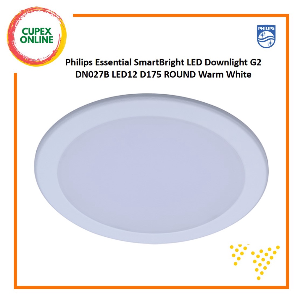 [3000K] PHILIPS Downlight DN027B LED12/WW 15W 3000K 1200LM D175 ROUND ...