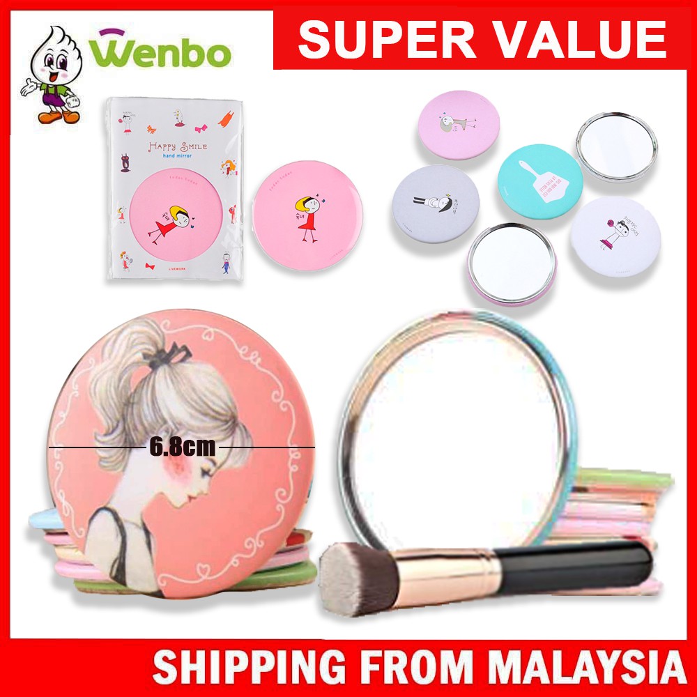 Wenbo Korean Beauty Mini Makeup Mirror Cute Cartoon Portable Mirror Small Round Mirror Portable ...