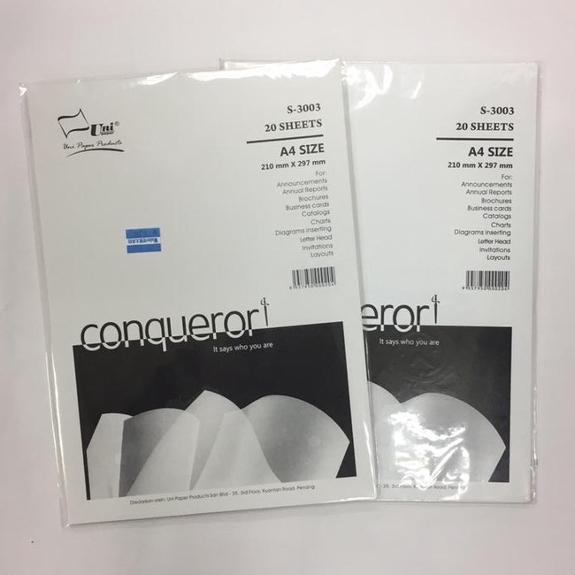 UNI PAPER conqueror Paper A4 Size Multipurpose /Kertas Conqueror A4 ...