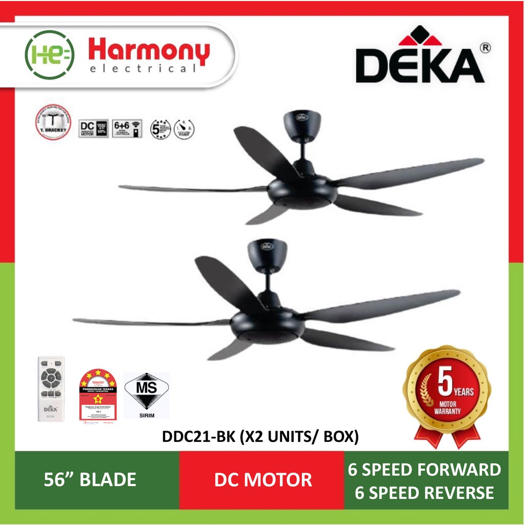 [Twin Pack (2 Units) ] DEKA DDC21 Designer 56" Ceiling Fan DC Inverter ...