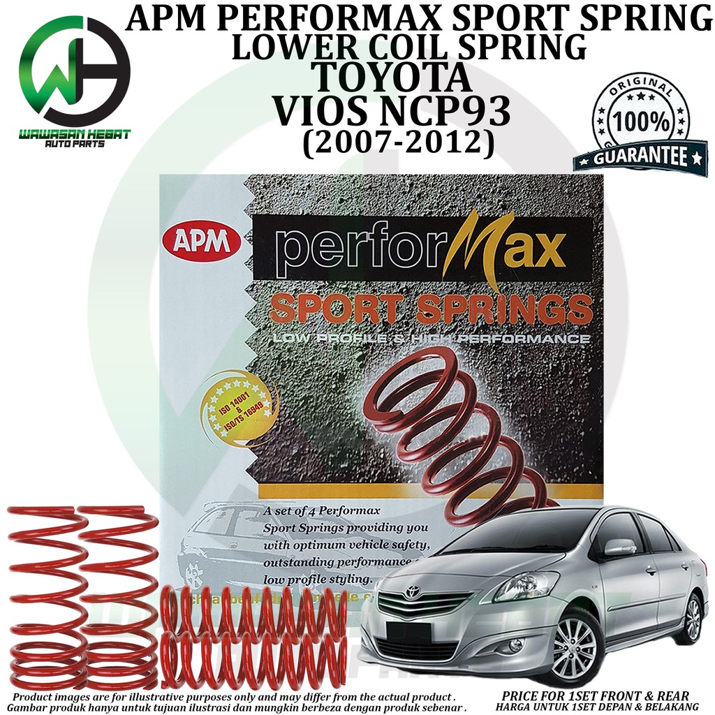 Toyota Vios NCP93 Lower Coil Spring , Sport Spring Apm Performax ...