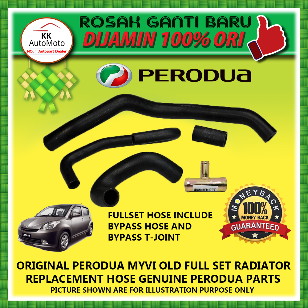 Perodua Old Myvi 2005 - 2010 Genuine Proganti Full Set Radiator Hose + OEM Joint Include Bypass ...