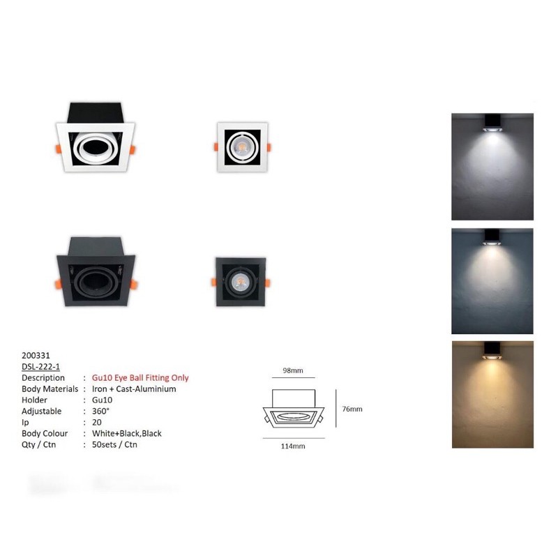 Eyeball Casing Fitting Eye ball 1 2 3 Head Casing Black + White ...