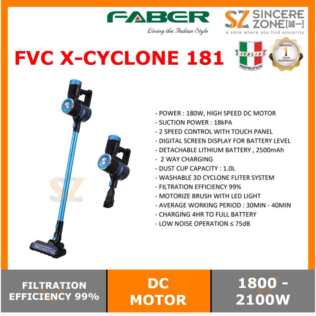 Faber FVC X-CYCLONE 181 Cordless Vacuum | Shopee Malaysia