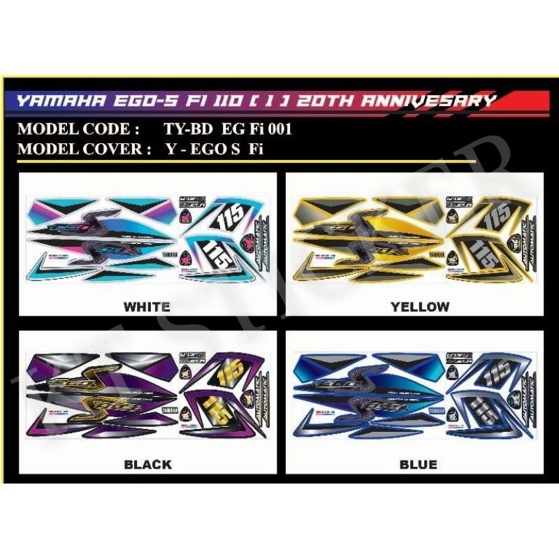 YAMAHA EGO S FI 115 (1) 20TH ANNIVERSARY BODY STICKER | Shopee Malaysia