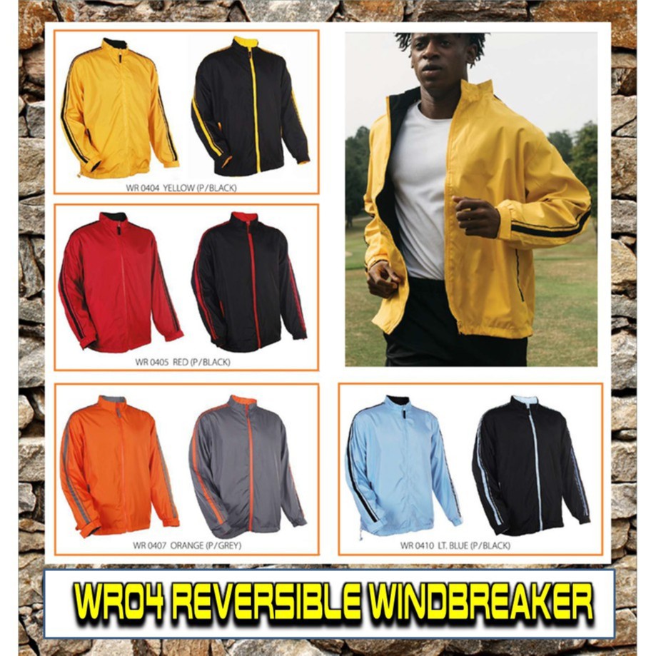 REVERSIBLE WINDBREAKER JACKET WR04 COMBO UNISEX FULL ZIP 100% POLYESTER ...