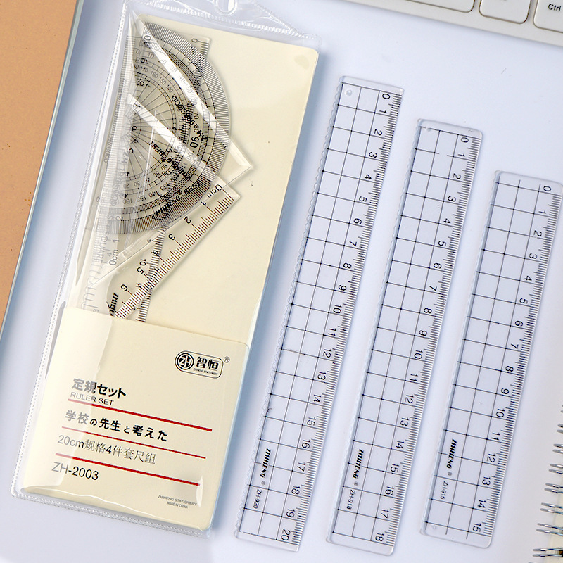 15/18/20cm Plastic Transparent Ruler Set Measure Draw School Office ...