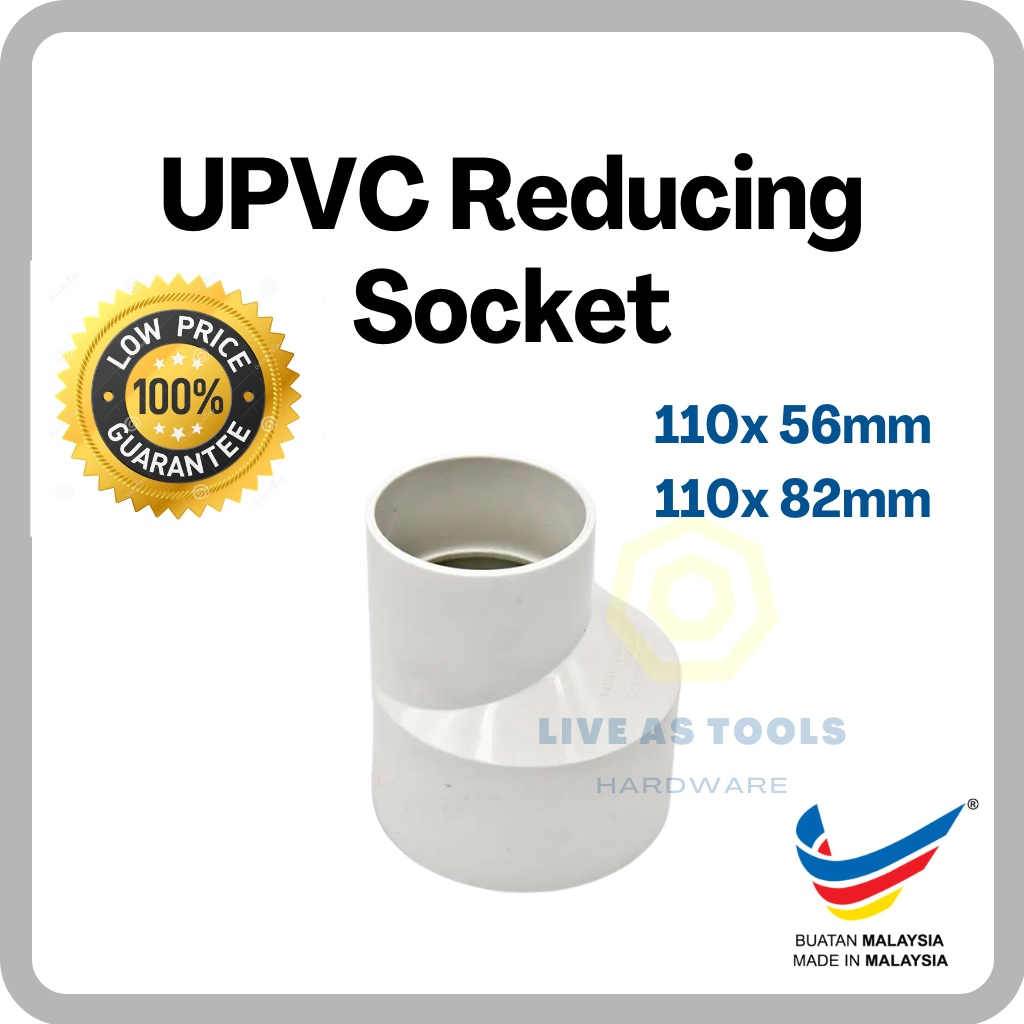 UPVC Pipe Reducing Socket White Socket (4"x2") (4"x3") | Shopee Malaysia
