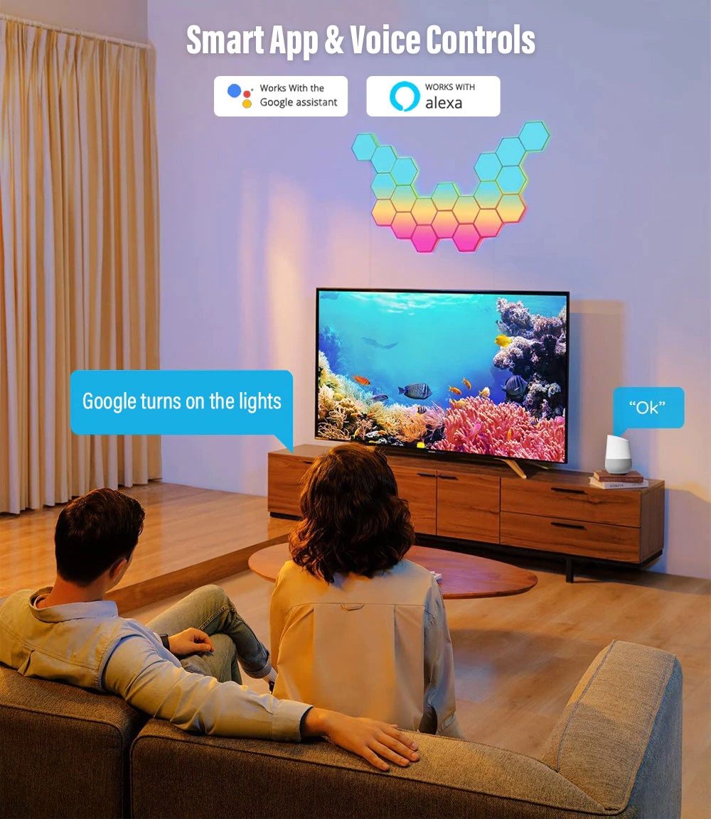 RGBIC Smart Light Board Hexagonal Lamp Indoor Atmosphere Wall Lamp ...