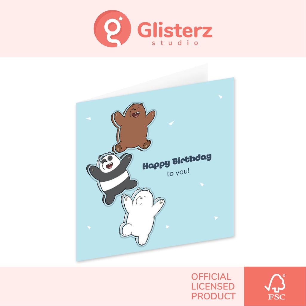 Glisterz 3D Greeting Card - We Bare Bears Happy Birthday Card (WBB ...