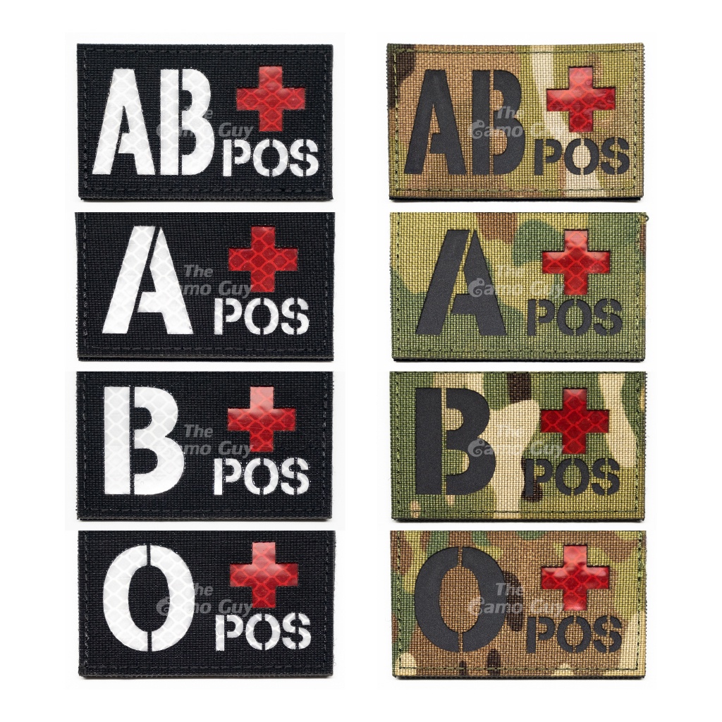 8x5cm Big Size IR Reflective Medical Blood Group Type Indicator Tactical Fashion Morale Patch ...