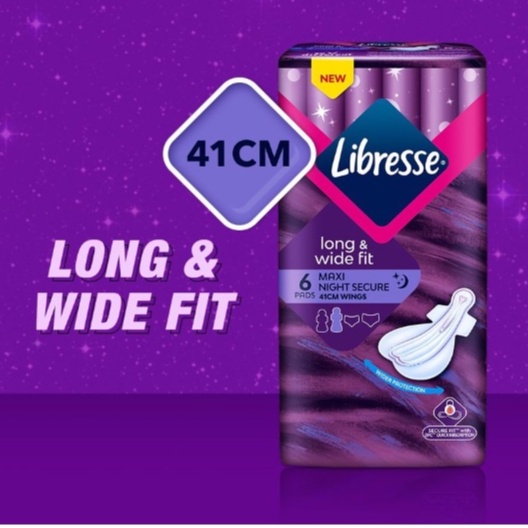 Libresse Maxi Night Secure Wings Longer Wider 41cm (6s)/32cm (10s ...
