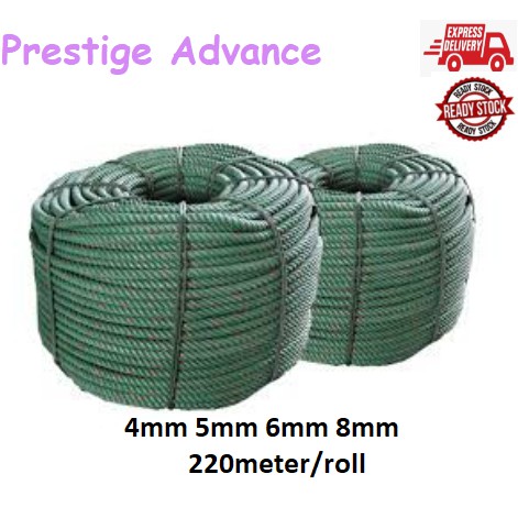 [ROLL] PE rope 4mm 5mm 6mm 8mm / Tali PE Kuatity Baik Polyethylene Rope ...