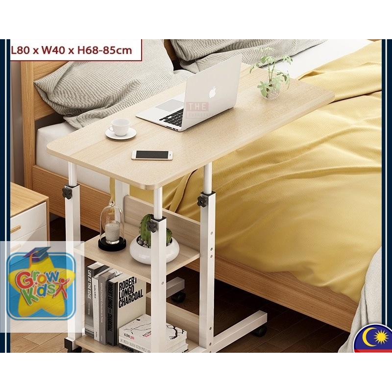 H(68-85/80-100)cm) Adjustable Bedside Table Sofa Side Table With Wheels ...