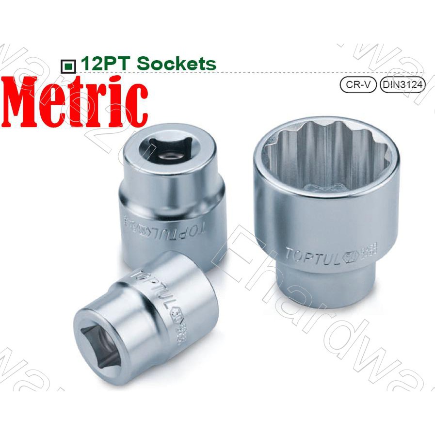 TOPTUL 1/2"DR 12PT STANDARD LENGTH METRIC SOCKET 21-32MM (BAEB ...
