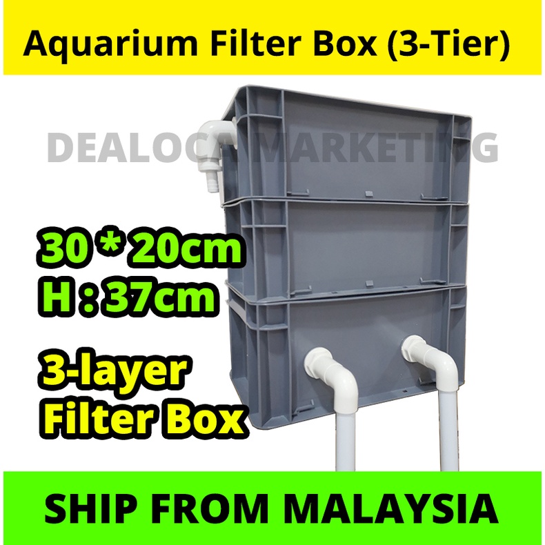 Aquarium Filter Box 3-Layers Filteration System Fish Tank 3-tier Water ...