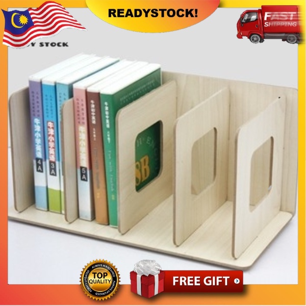 Yap_Wooden Desktop Book Rack DIY Wooden Table Book Rack Wooden Book ...