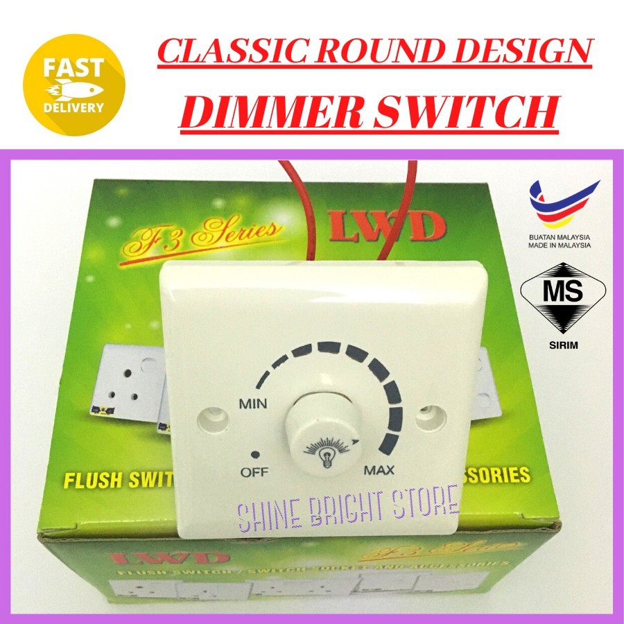 LWD 500W Light Dimmer Switch 250V Suitable for Incandescent, Dimmable ...