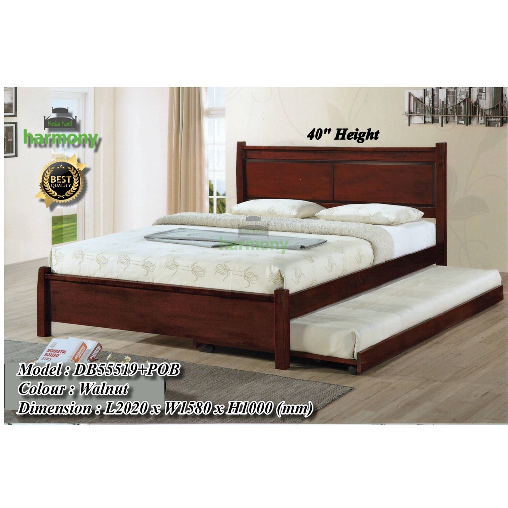 Harmony Elfen Wooden Queen Bed Frame / Solid Wood Queen Bed / Katil ...