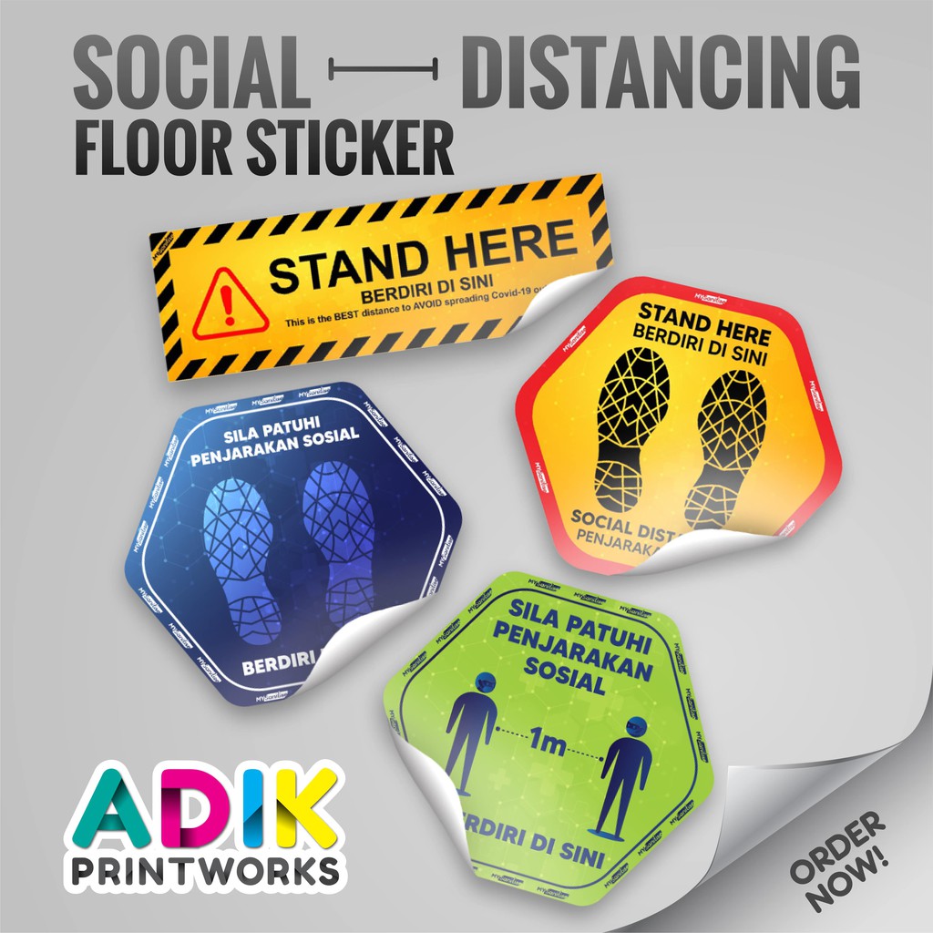 ADIKPRINTWORKS - (Rectangle) Social Distancing Floor Sticker - UV Ink ...