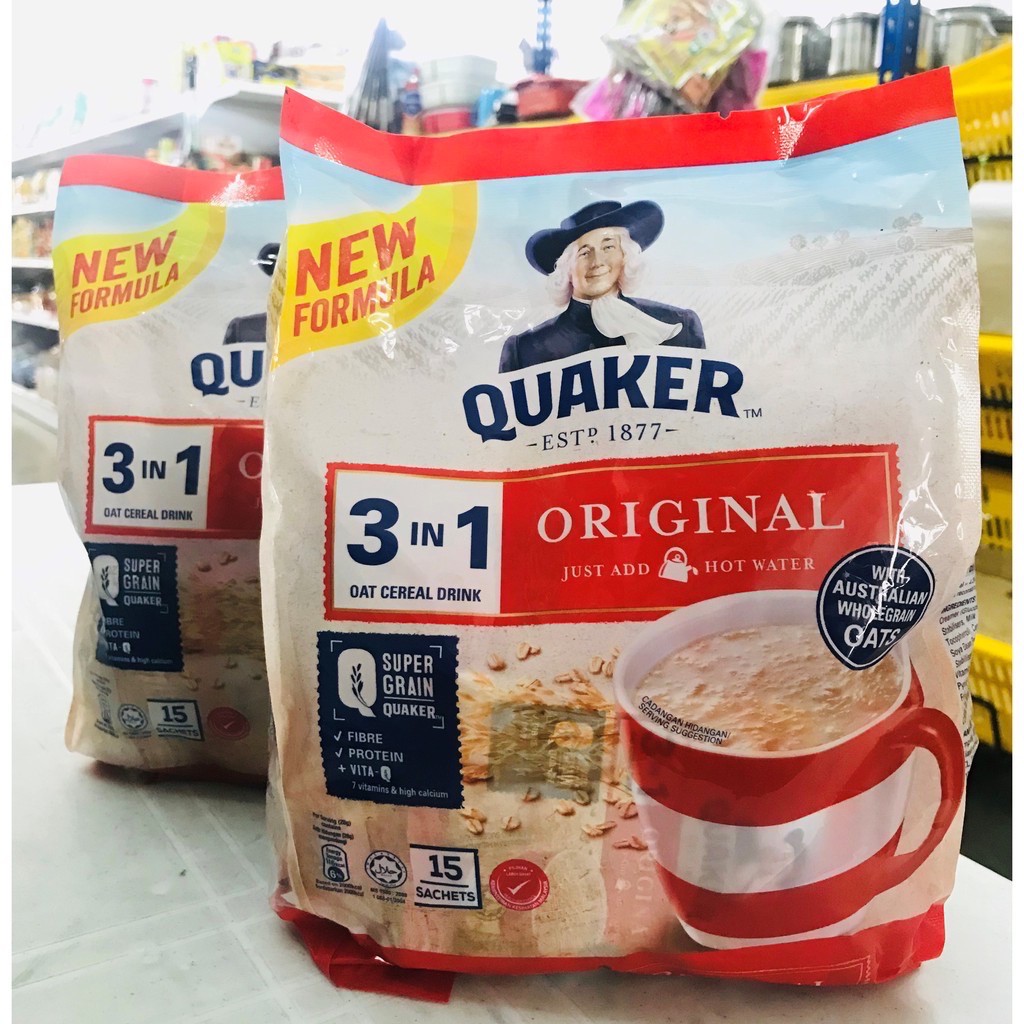Quaker 3 In 1 Oat Cereal Drink Original 15 Sachet 28 g(420g) | Shopee Malaysia