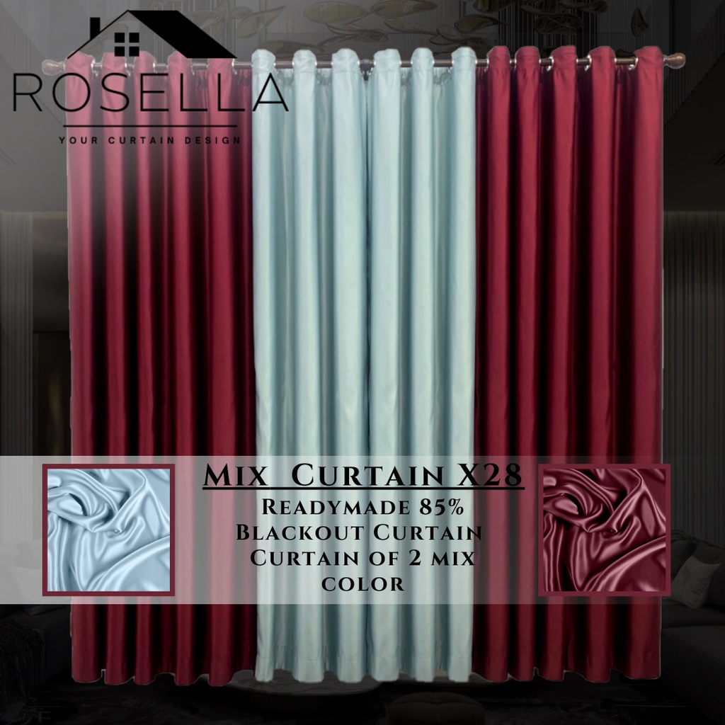 X28 - READYMADE CURTAIN! 85% BLACKOUT! LANGSIR RAYA MIX COLOUR Kain ...