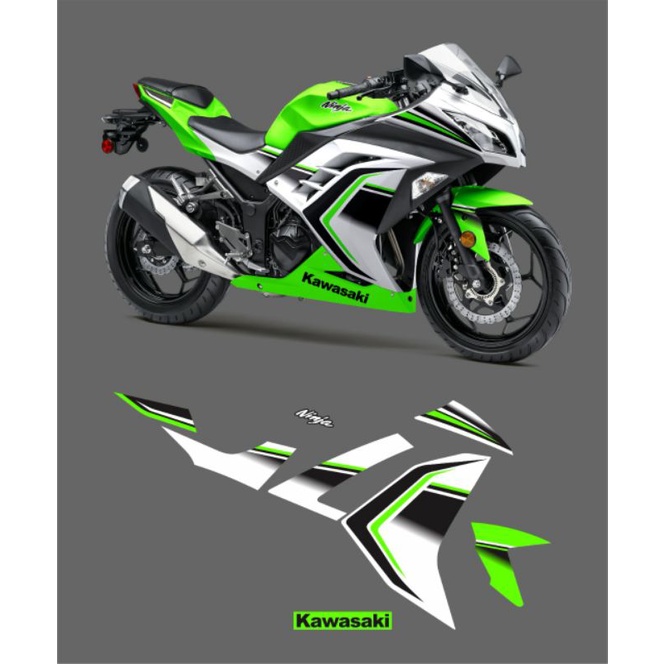 PUTIH HIJAU Ninja 250 fi se List Green and white Striping sticker ...