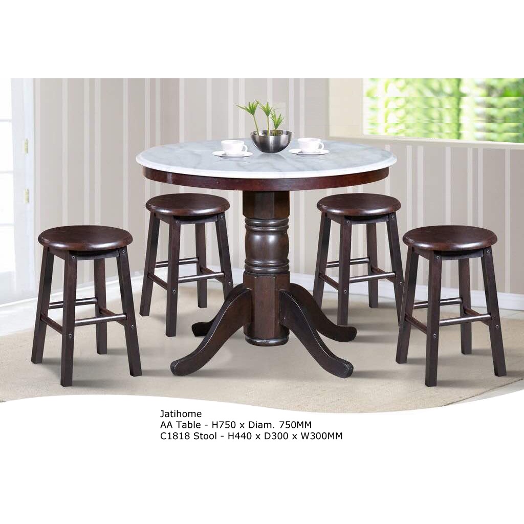 Kopitiam 42" round marble table & 4 stools. Best for cafe & restaurant ...