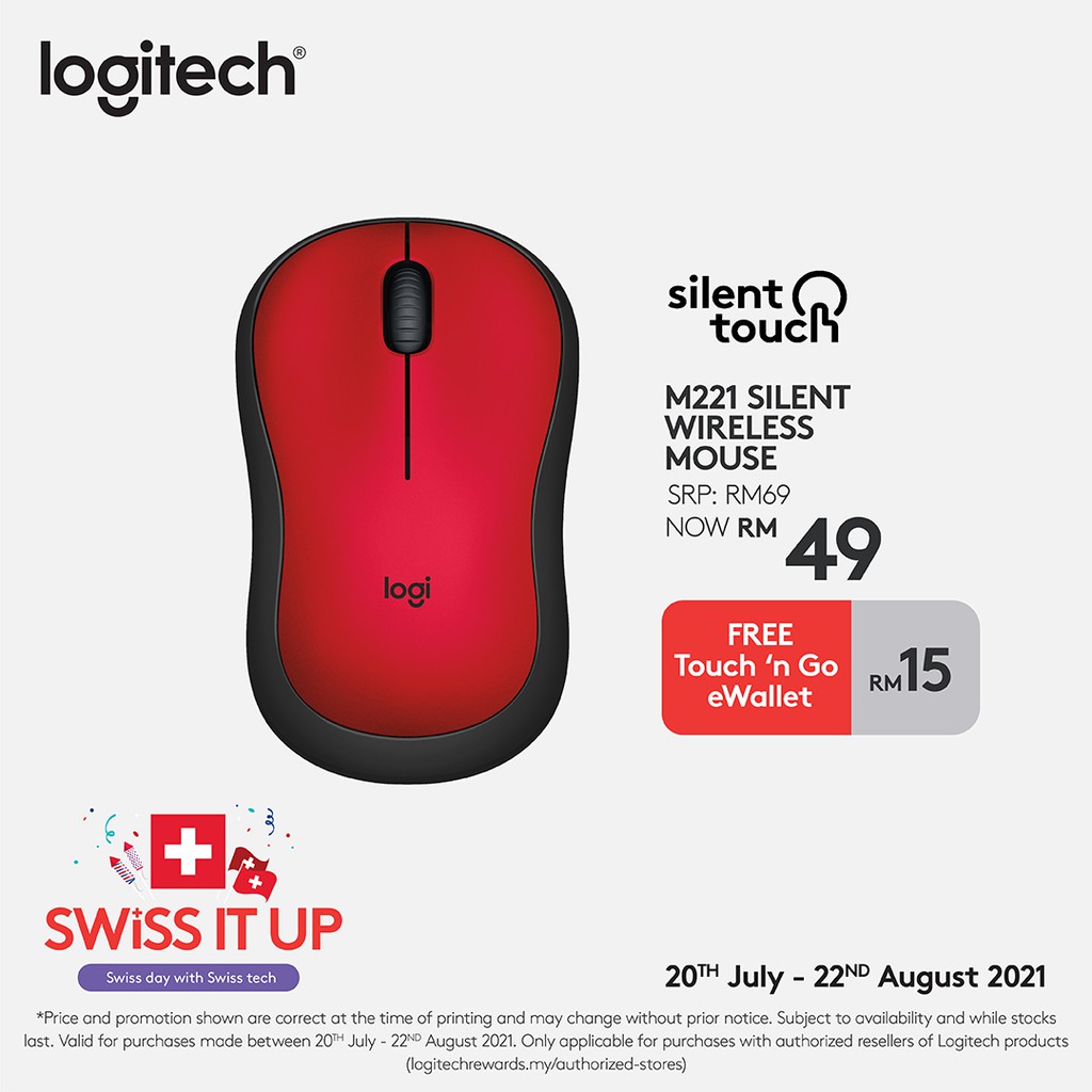 LOGITECH M221 SILENT MOUSE WIRELESS - RED | Shopee Malaysia